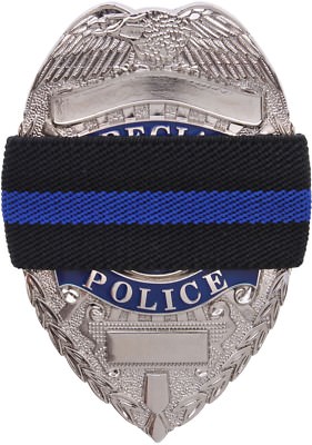 Black Thin Blue Line Elastic Police Law Enforcement Officer Badge ...