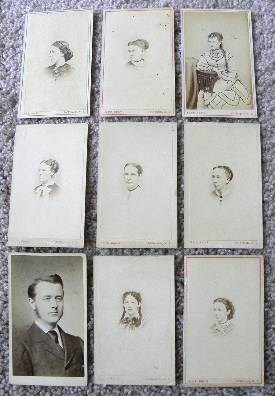 SET OF 9 CDV STUDIO PORTRAITS FOLKS FROM POUGHKEEPSIE, NY, BY SLEE ...