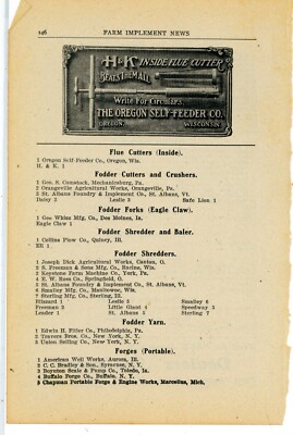1905 Oregon Self-Feeder Co. Ad: H & K Inside Flue Cutter - Oregon ...