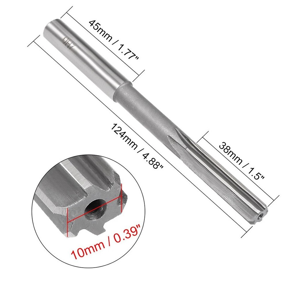 Chucking Reamer 10mm H7 HSS 6 Straight Flutes for Lathe and Milling ...
