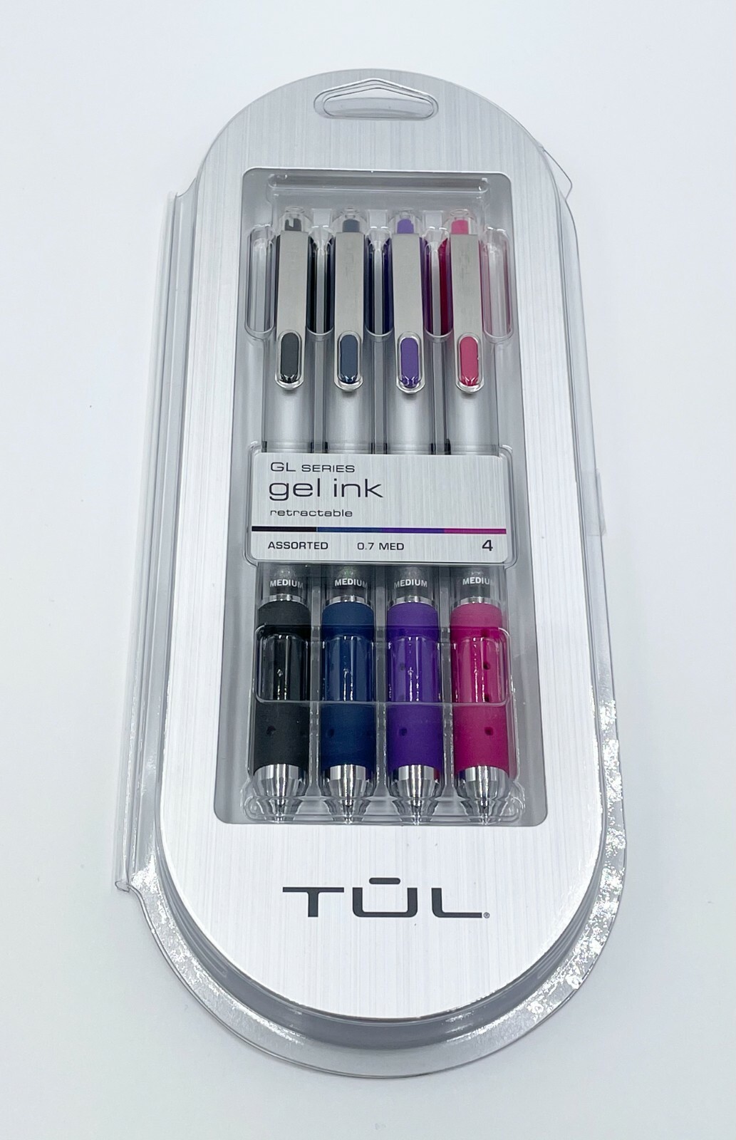 TUL Gel Pens, Medium Point, 0.7 mm, Silver Barrel, Assorted Inks, Pack ...