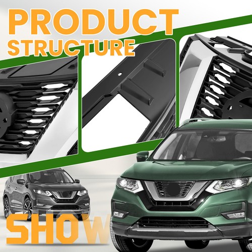 KUAFU For Nissan Rogue 2017-2020 19 Front Upper Bumper Grille Grill ...