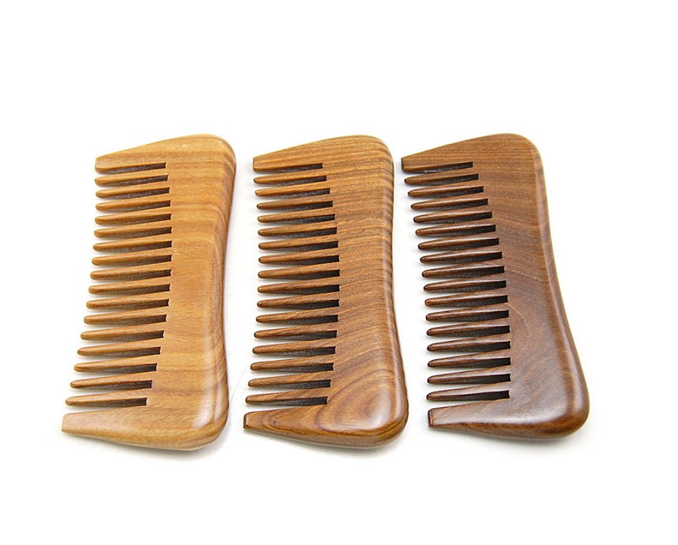 Green Sandalwood Peach Wood Comb – Anti-Static Pocket Hair & Beard Comb ...