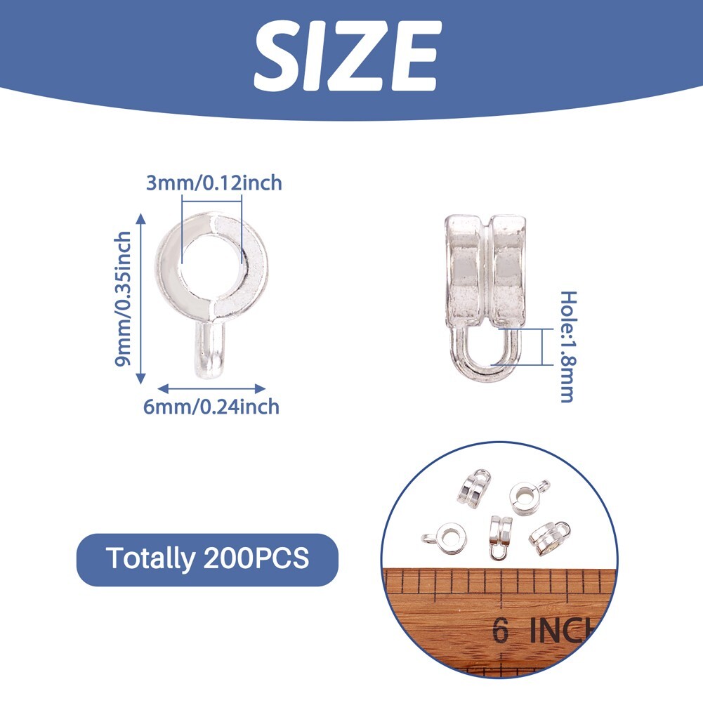 200x Column Silver ALloy Tube Bails Loop Bails Bail Beads Jewelry ...