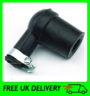 Screw On Spark Plug Cap, Black Rubber Angled [PLCRUB] Motorbike, Lawn ...