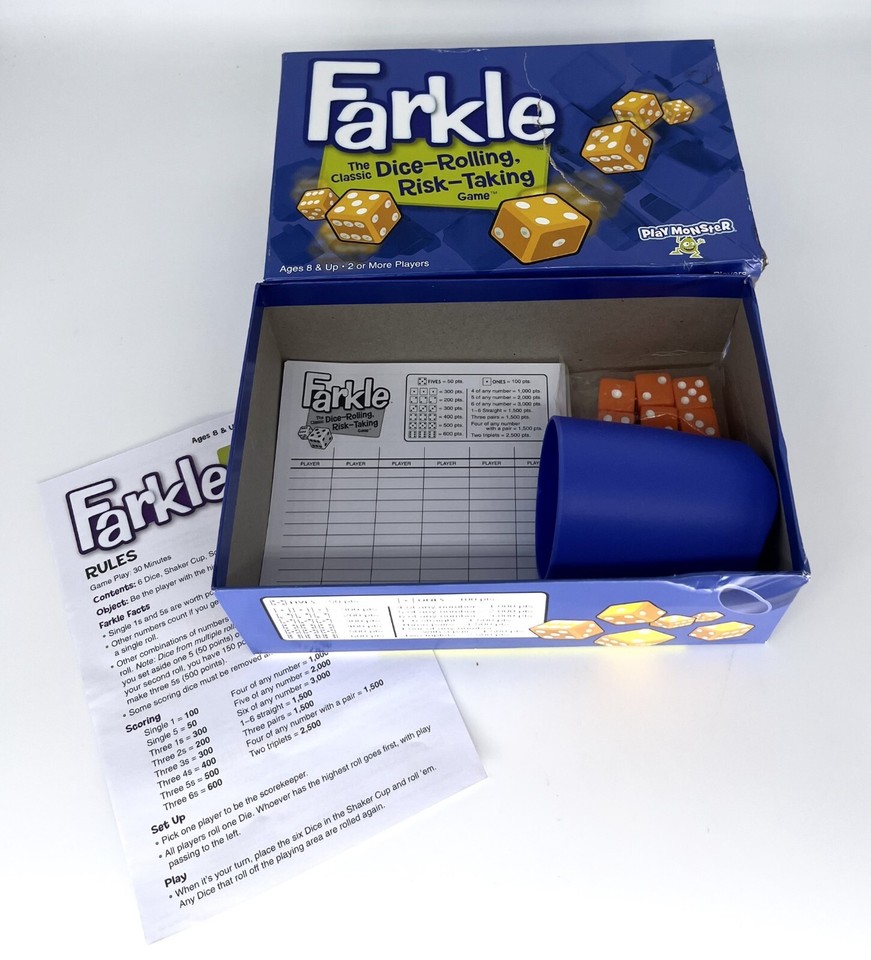 Farkle Classic Dice Game With Cup and Instructions | eBay