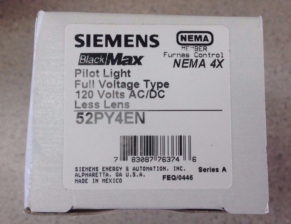 Siemens Pilot Light 52PY4EN Full Voltage Type 120 Volts AC/DC NEMA 4X ...