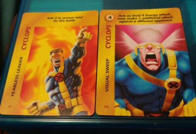 1995 MARVEL OVERPOWER CYCLOPS FEARLESS LEADER & VISUAL SWEEP MINT CARDS ...