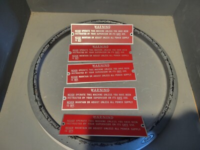 Lot of 5 Metal Warning Tag/Placard, RED, 6397A0012 | eBay