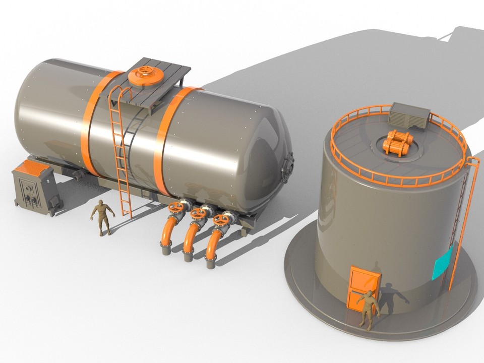 Painted and Assembled HO Scale Industrial Tanks-Unpainted Model Kit 1: ...