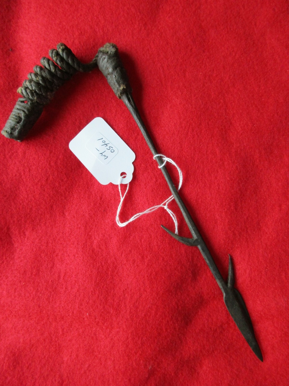 NORTHWEST COAST HARPOON TIP w/ROPE, HAND FORGED METAL SPEAR TIP, WY ...