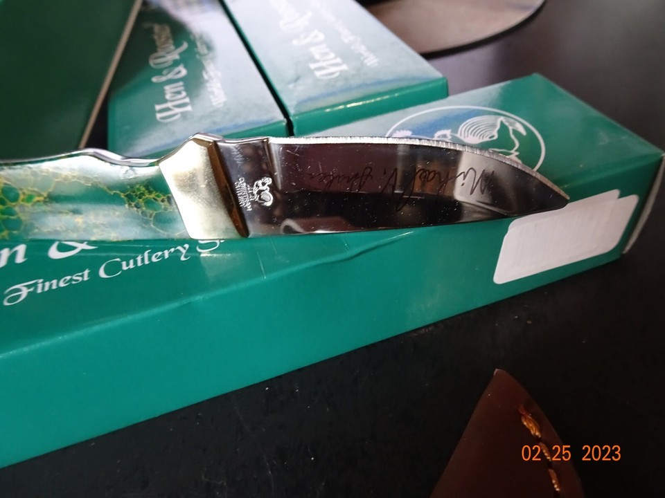HEN & ROOSTER AND M. PRATER 6 1/4" GOLDEN JADE FIXED BLADE LEA SH HR ...