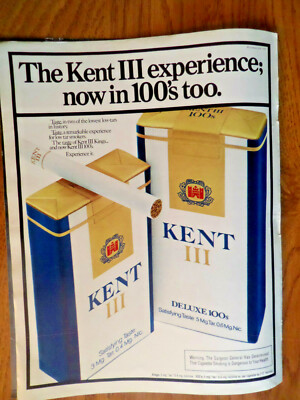 1980 Kent III Cigarette Ad Experience It | eBay
