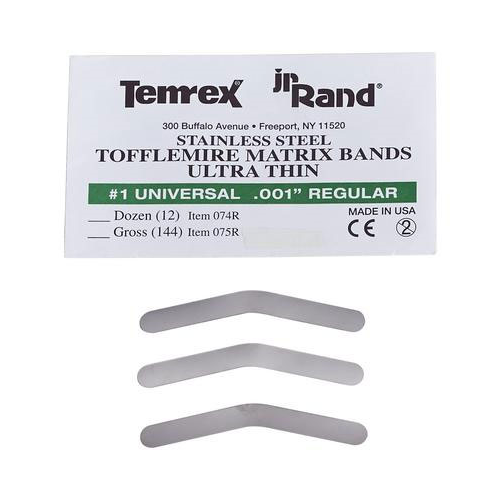 Temrex 075 Tofflemire Type Matrix Bands #1.001 Ultra Thin Regular 144 ...