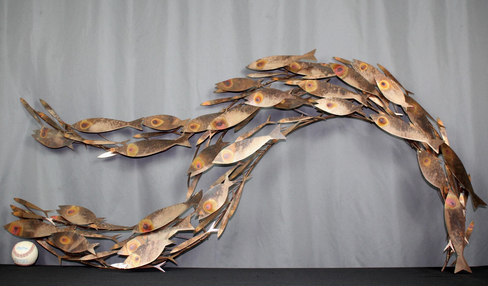 56" School of Fish brutalist metal wall sculpture signed C. Jere 1979 ...