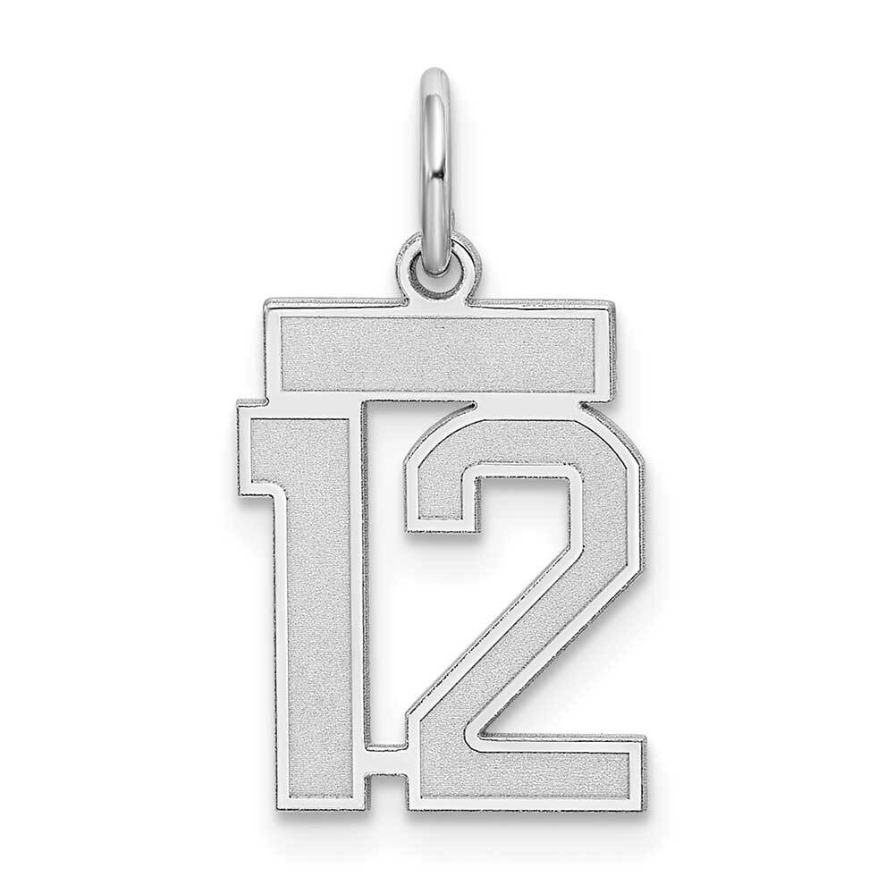 Sterling Silver Rhodium-plated Small Satin Number 12 Charm 0.6 x 0.8 in ...