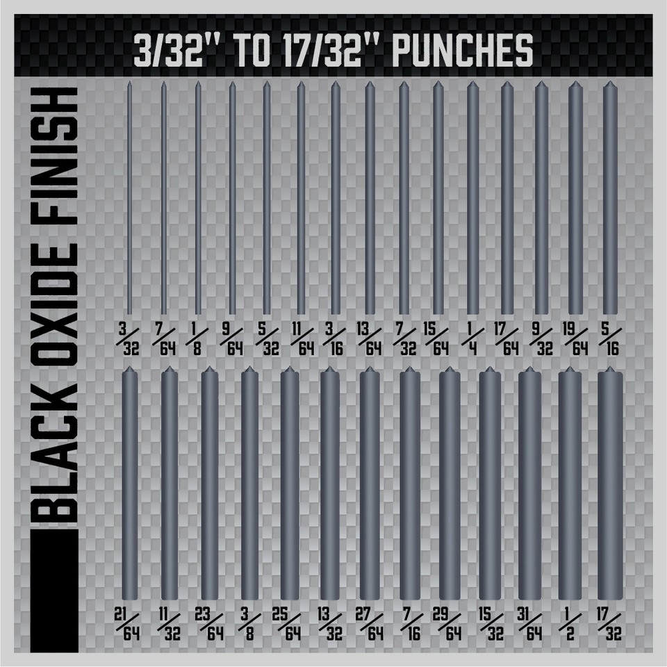 28Pcs Center Transfer Punch Set 3/32" - 1/2" Heat Treated Alloy Steel ...