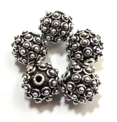 4 Pcs 13mm Bali Bead Oxidized Silver Plated Bracelet Making Bead ma-271 ...