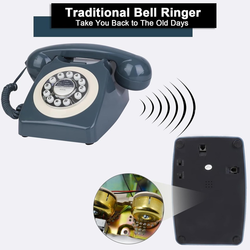 Sangyn Classic Retro Telephone Vintage Style Cord Phone with Push ...