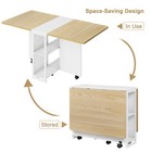 Folding Dining Table with 6 Wheels Storage Racks for Small Kitchen ...