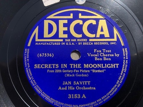 Jan Savitt 78rpm Single 10-inch Decca Records #3153 Secrets in the ...