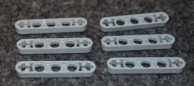 (6) Light Gray #5 Thin Oval Technic Beam w/ [+/O/O/O/+] Bricks ~ NEW ...