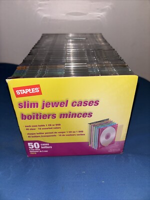 Staples Slim CD Jewel Cases 50 Pack Assorted Color Plastic | eBay