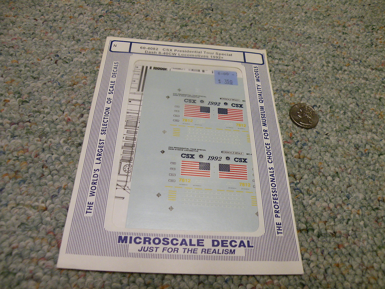 Microscale decals N 60-4082 CSX Presidential Tour Dash8-40CW locos 1992 ...