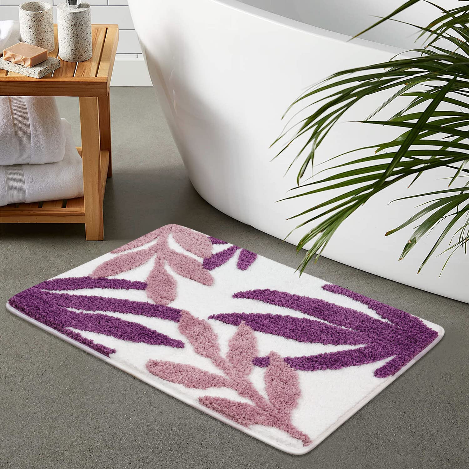 Mikrofaser Blumen Blätter Design Fußmatten Lila 16 x 24 Zoll | eBay.de