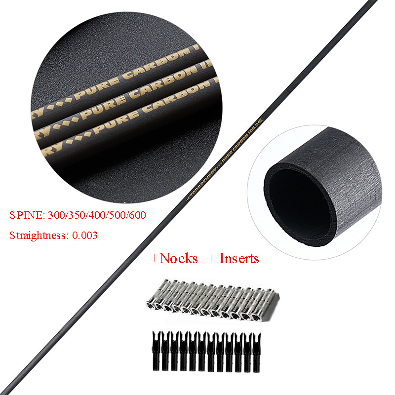 33" Carbon Arrows Shafts & Inserts & Nocks SP300-600 for Bow Arrow DIY ...