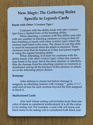 MAGIC The GATHERING * MTG * Legends Rule Card * NM | eBay