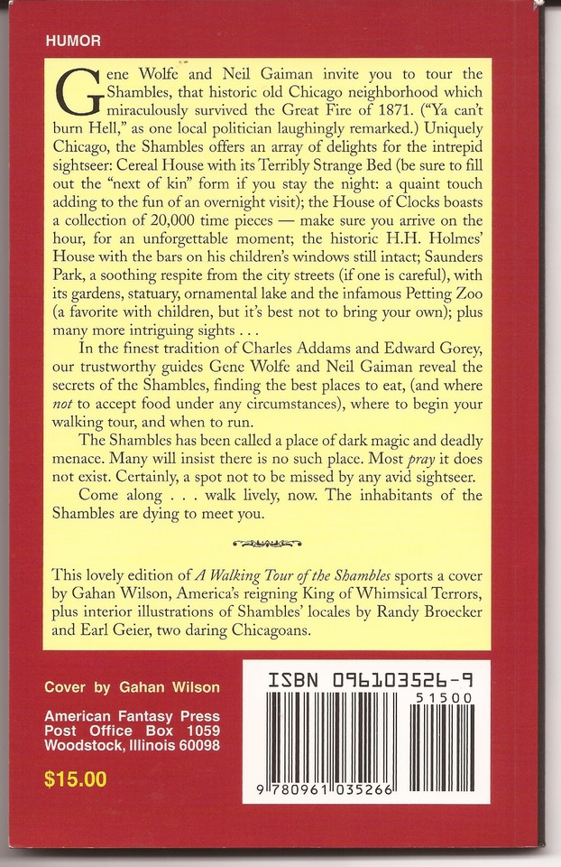 Signed Neil Gaiman Walking Tour of the Shambles 2nd 2002 GENE WOLF ...