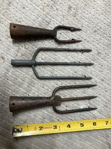 Lot Of 3 Vintage Barb Spear Gig Gaff Carp Eel Frog Fish Fishing Decor ...