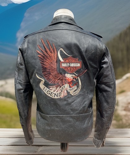 Harley Davidson Men's LEGENDARY Leather Jacket Medium Eagle Distressed ...