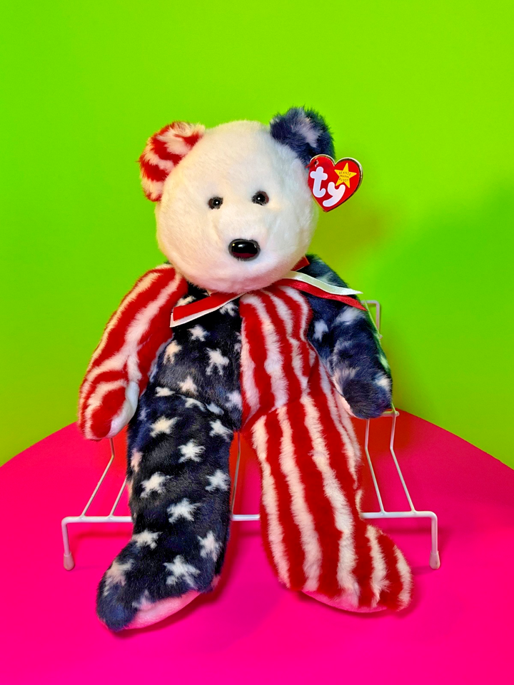 TY Beanie Babies and Buddy Spangle Bear pink and blue face lot of 4 ...