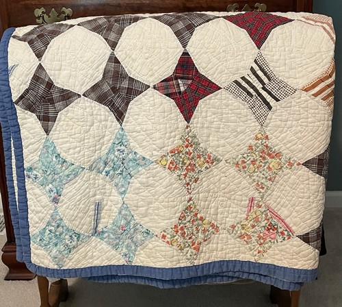 Vintage Handmade Quilt Feed Sack & Shirting Patchwork Snowball Star ...
