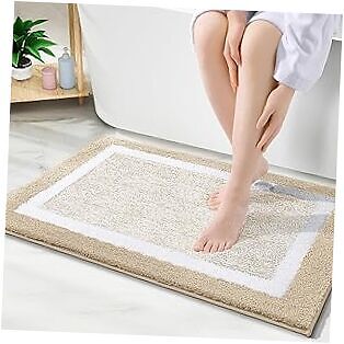 Bathroom Rugs 30x20, Extra Soft and Medium (30" x 20") Beige and White ...