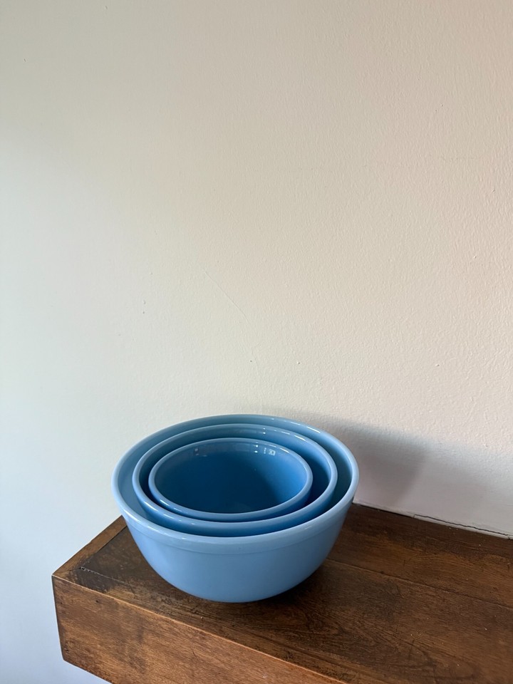 Vintage Pyrex Delphite Bluebelle Set 3 Nesting Mixing Bowl Set (#401 ...