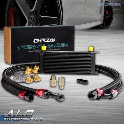 16 Row AN10 Universal Thermostat Adaptor Engine Racing Oil Cooler+Oil ...