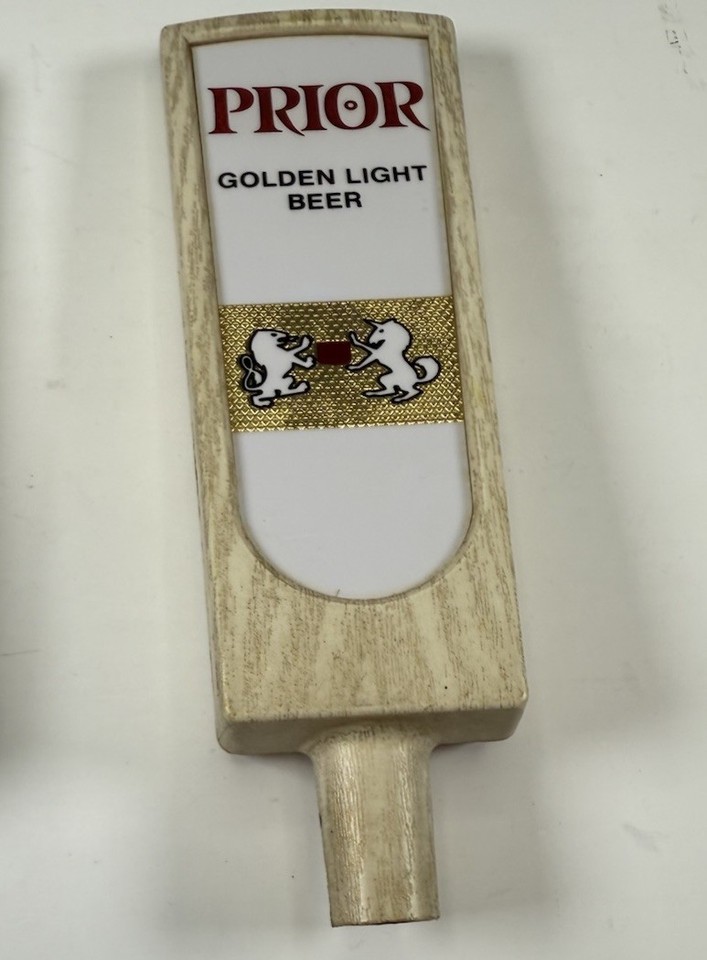 Vintage Prior Beer Tap Handles Lot Of Two Double Dark Golden Light Man ...