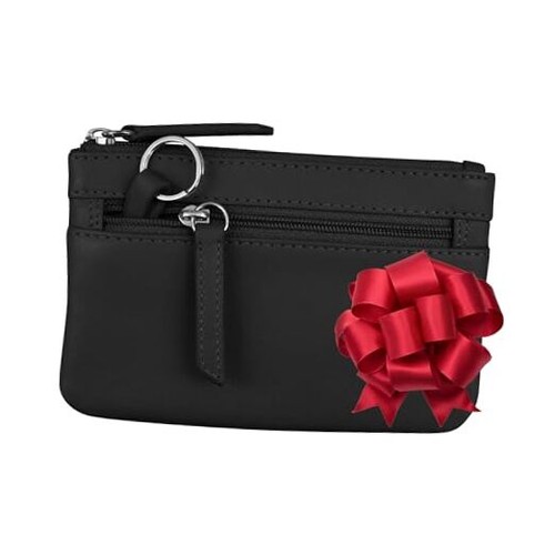 Mini Leather Coin Purse, Compact Design with Key Ring and RFID Black | eBay