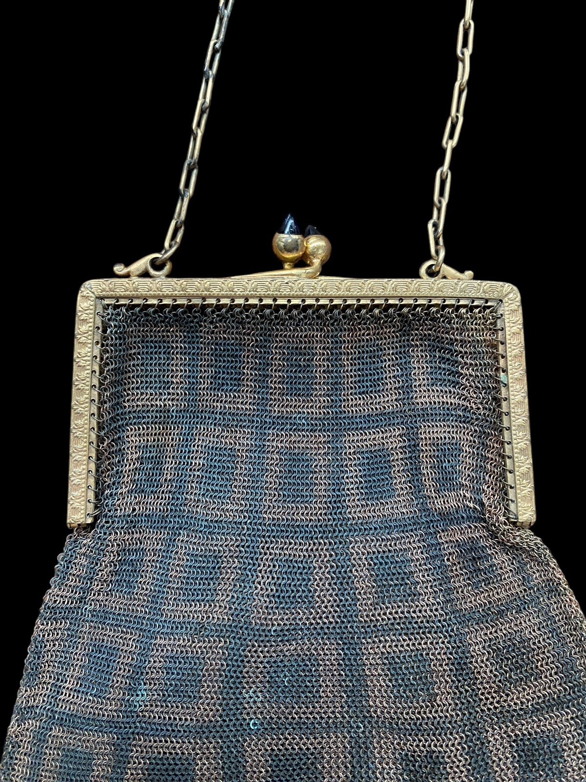 1920's German Art Deco Rolled Gold Mesh Evening Bag - Gem