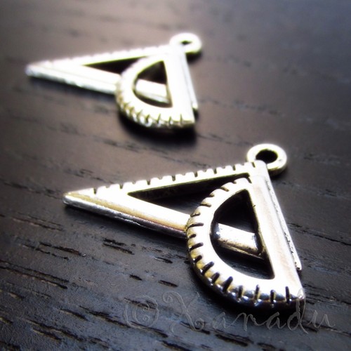 Math Protractor 24mm Antiqued Silver Plated Charms C1071 - 10, 20 Or ...