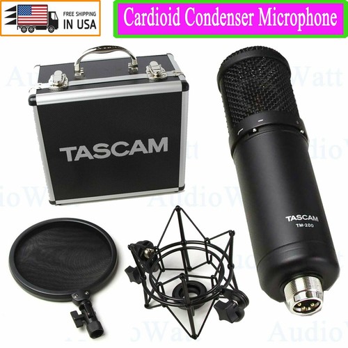 Tascam TM-280 Studio Cardioid Condenser Microphone with Shockmount Hard ...
