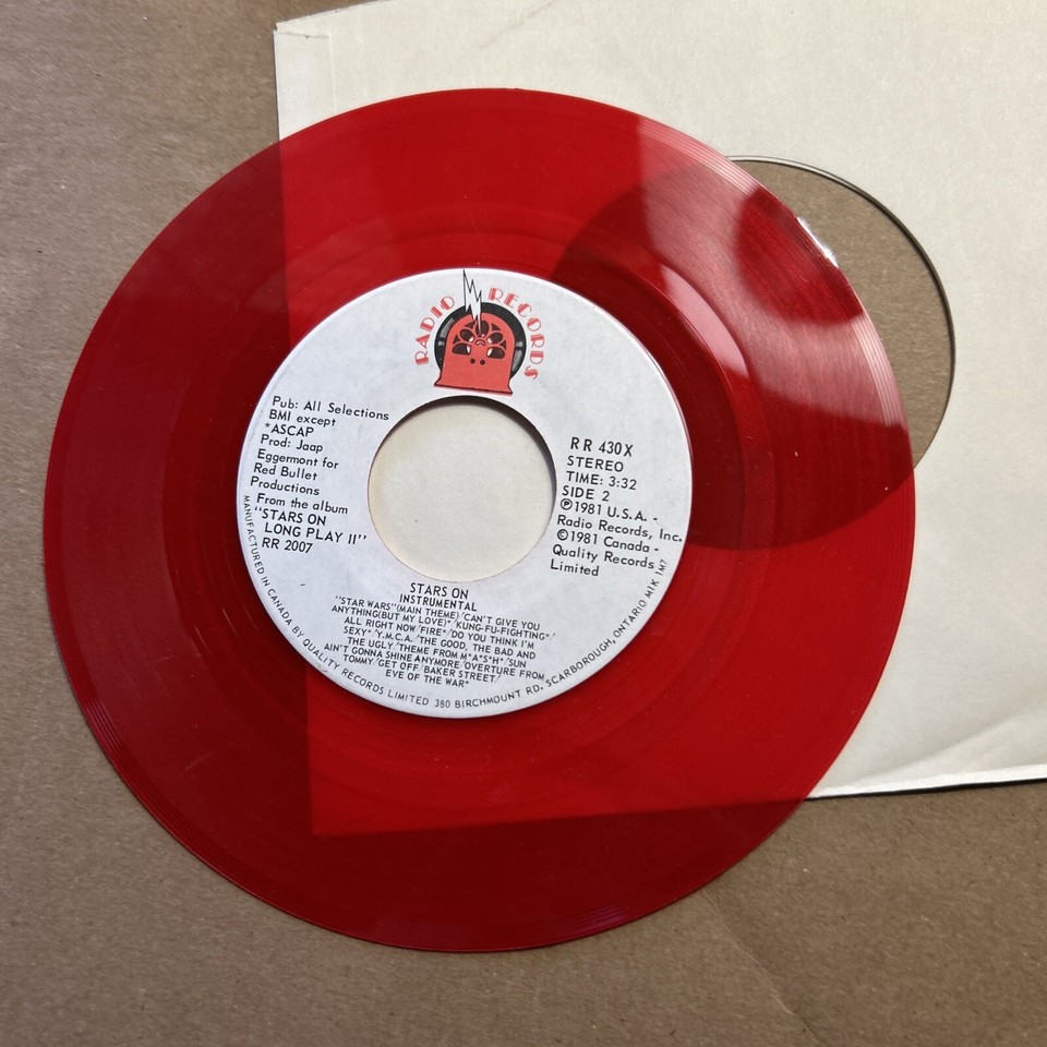 Stars On 45 Red Vinyl Radio Records 45 1981 Star Wars Ymca M*A*S*H ...