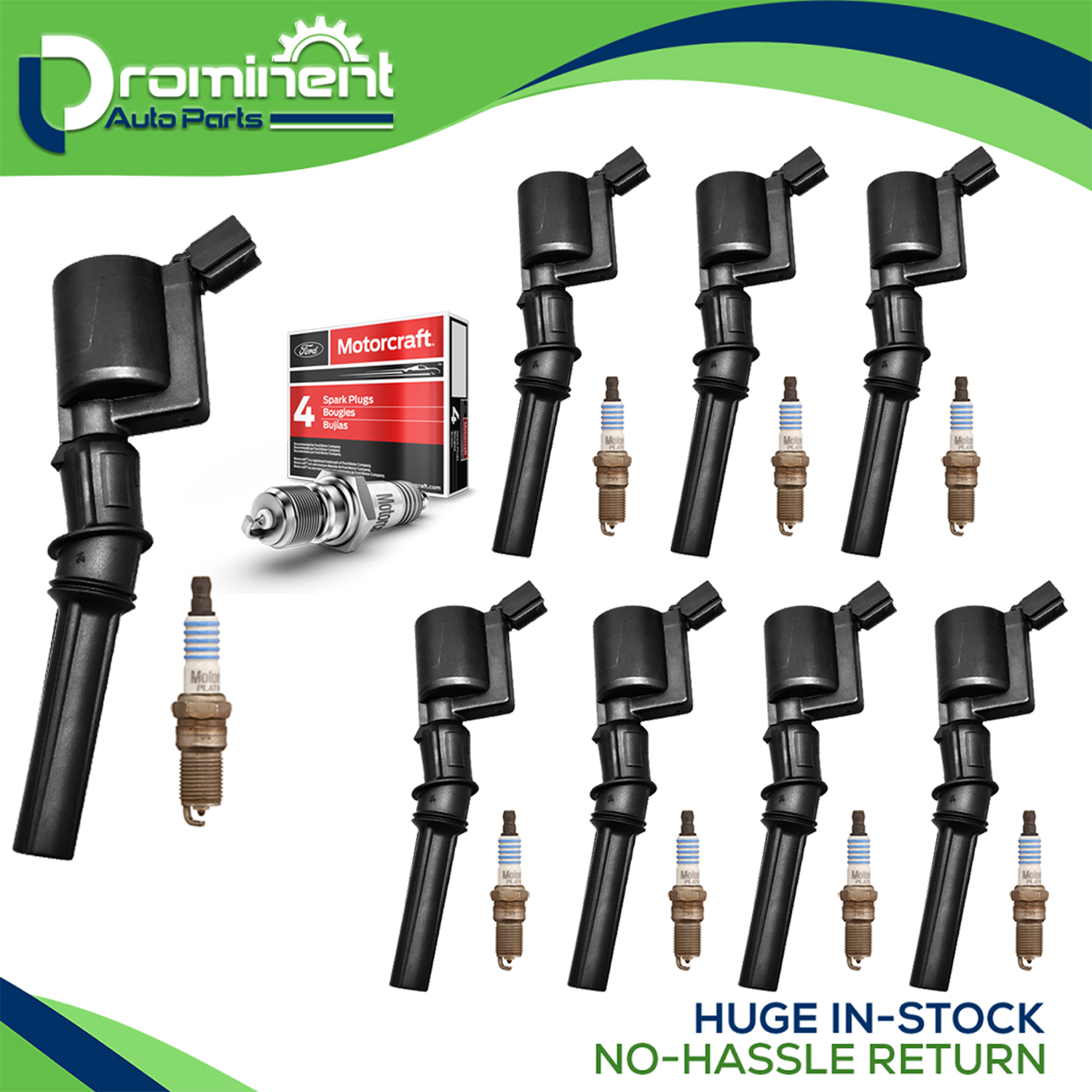 Set of 8 Ignition Coil & Motorcraft Spark Plugs For Ford Lincoln FD503 ...