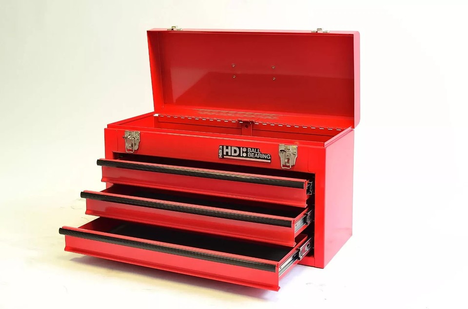 Hilka Tool Chest Box 3 Drawer Portable Red Metal Garage Storage Cabinet ...