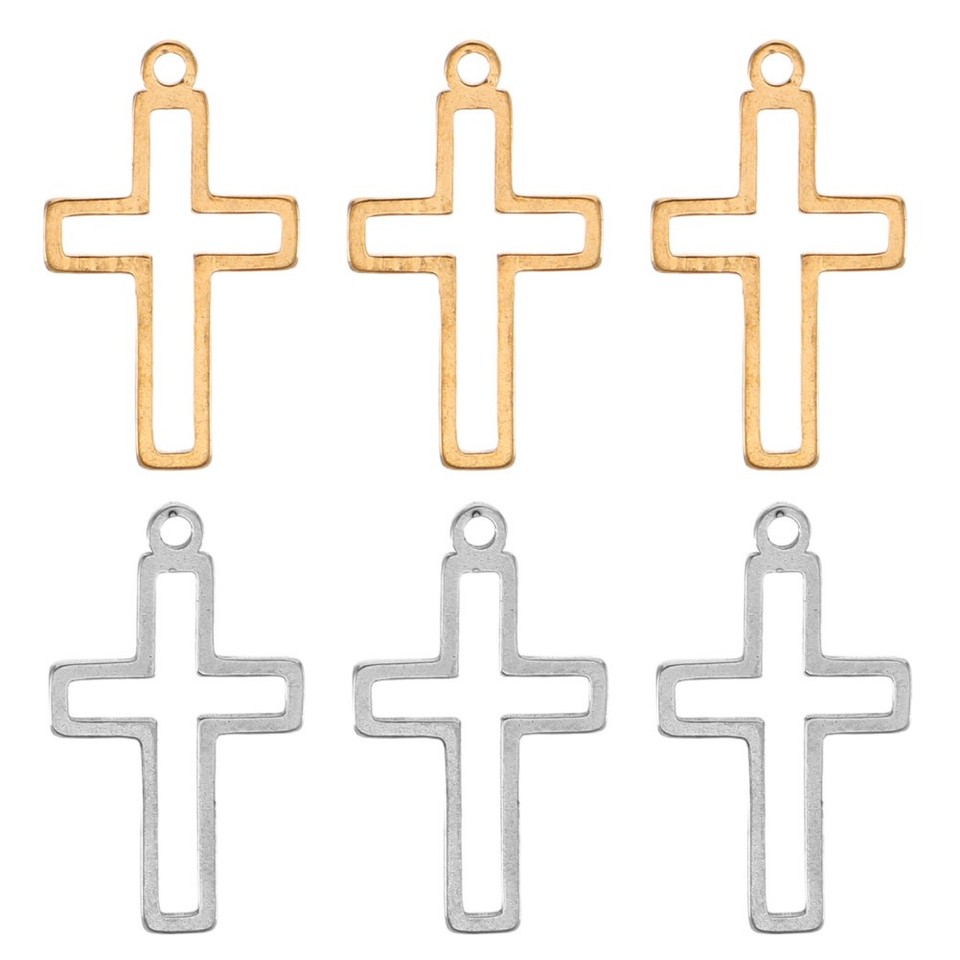 20 Pcs Small Stainless Steel Cross Pendant Miniature Crucifix Charm For ...