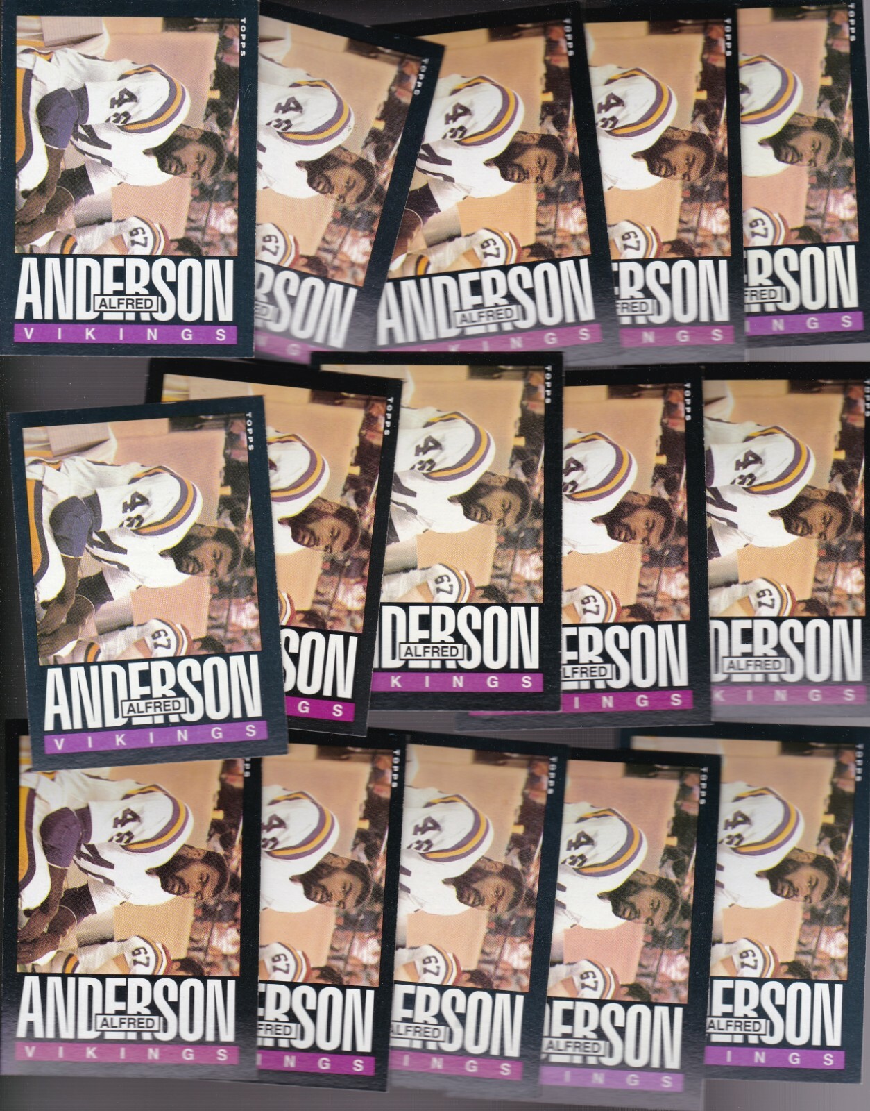 1985 Topps LOT OF (14) #90 ALFRED ANDERSON (RC) NM+ Minnesota VIKINGS ...