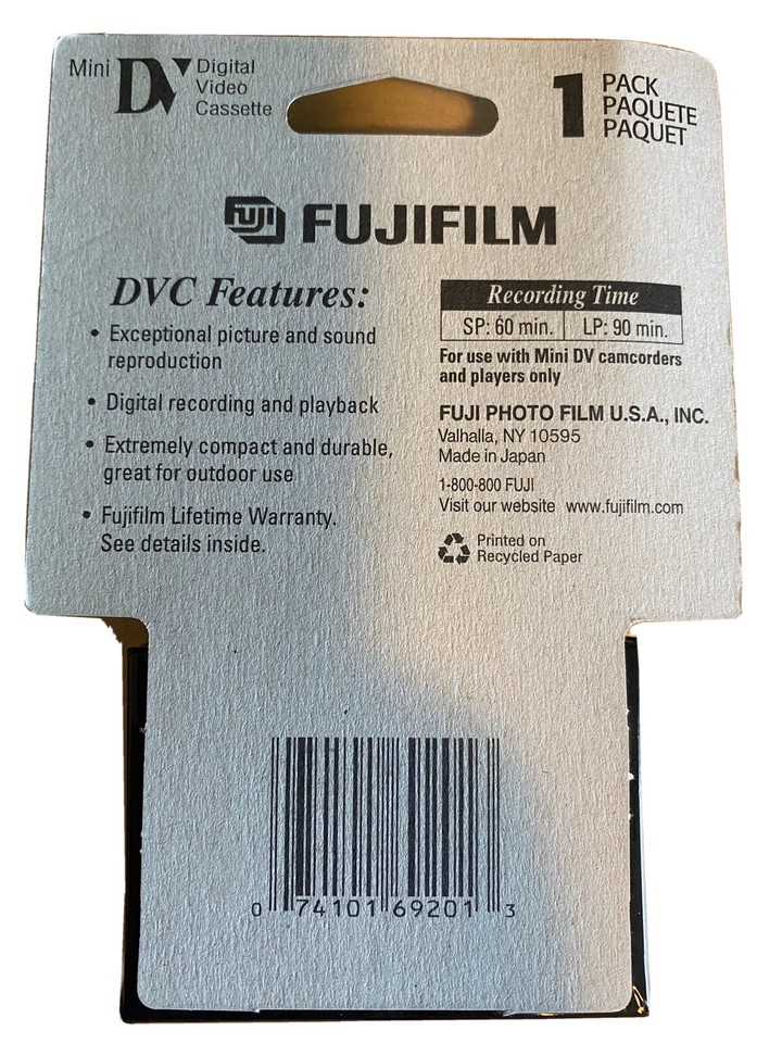 Fujifilm Mini DVC Digital Video Cassette Tape Blank Fuji 60 SP 90 LP ...